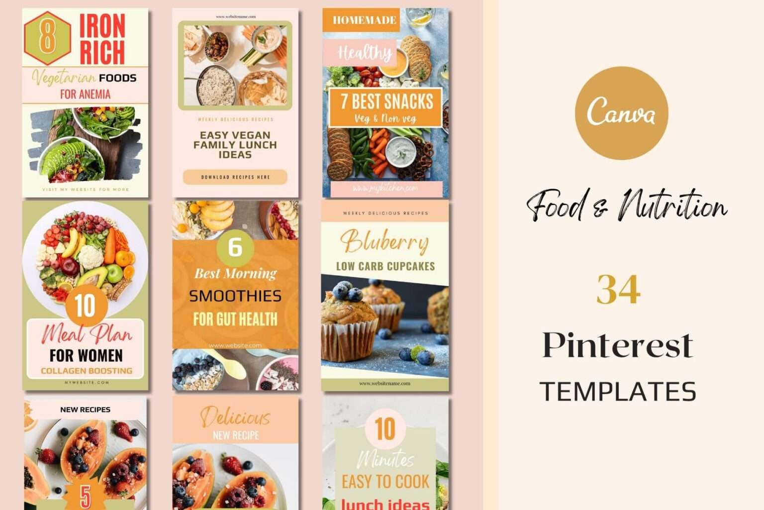 Canva Pinterest Templates Food Nutrition