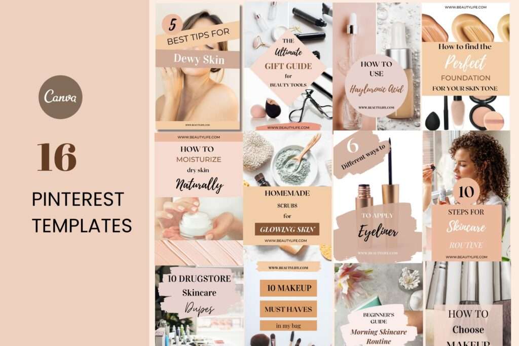 Beauty Blogger Pinterest Template Canva